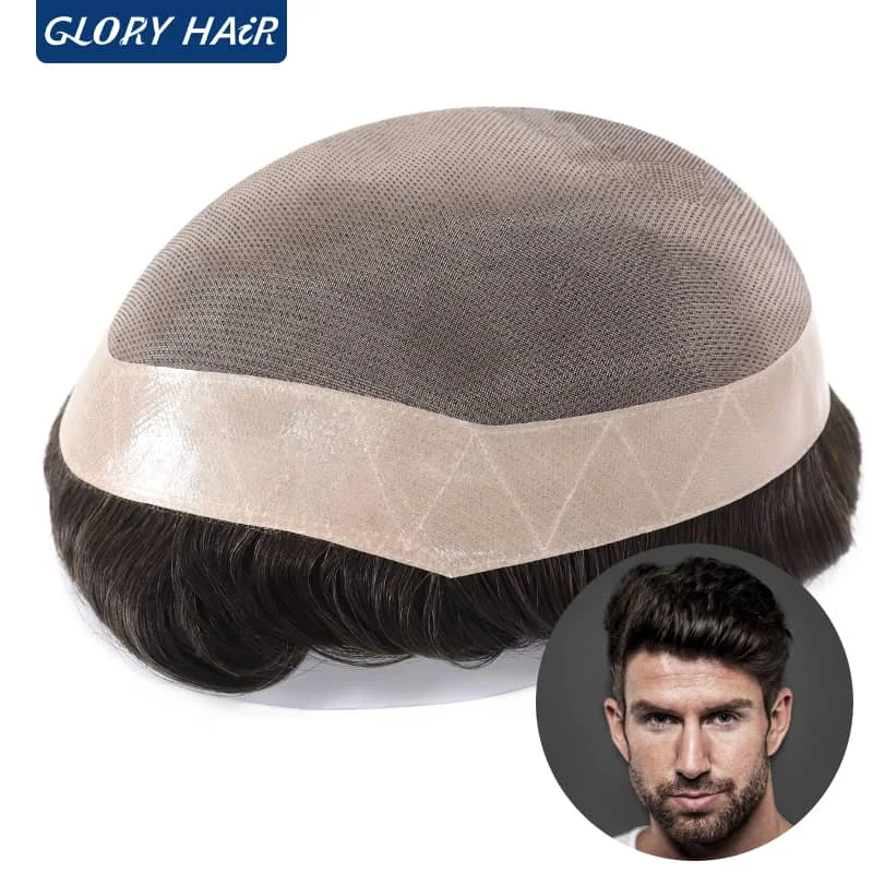 GLORYHAIR-Peluca-de-cabello-humano-para-hombre-tup-fino-pr-tesis ...