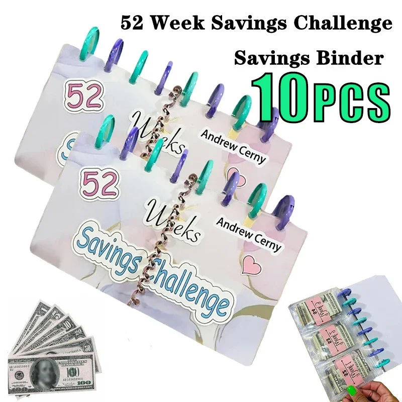1-3-5-10PCS-Money-Saving-Challenge-Flipchart-52-Weeks-Savings-Wallet ...