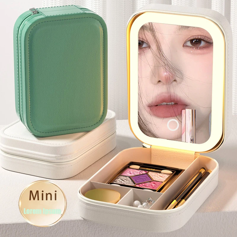 Makeup Storage Box Led Mirror Cosmetics Storage Box Fashion Portable