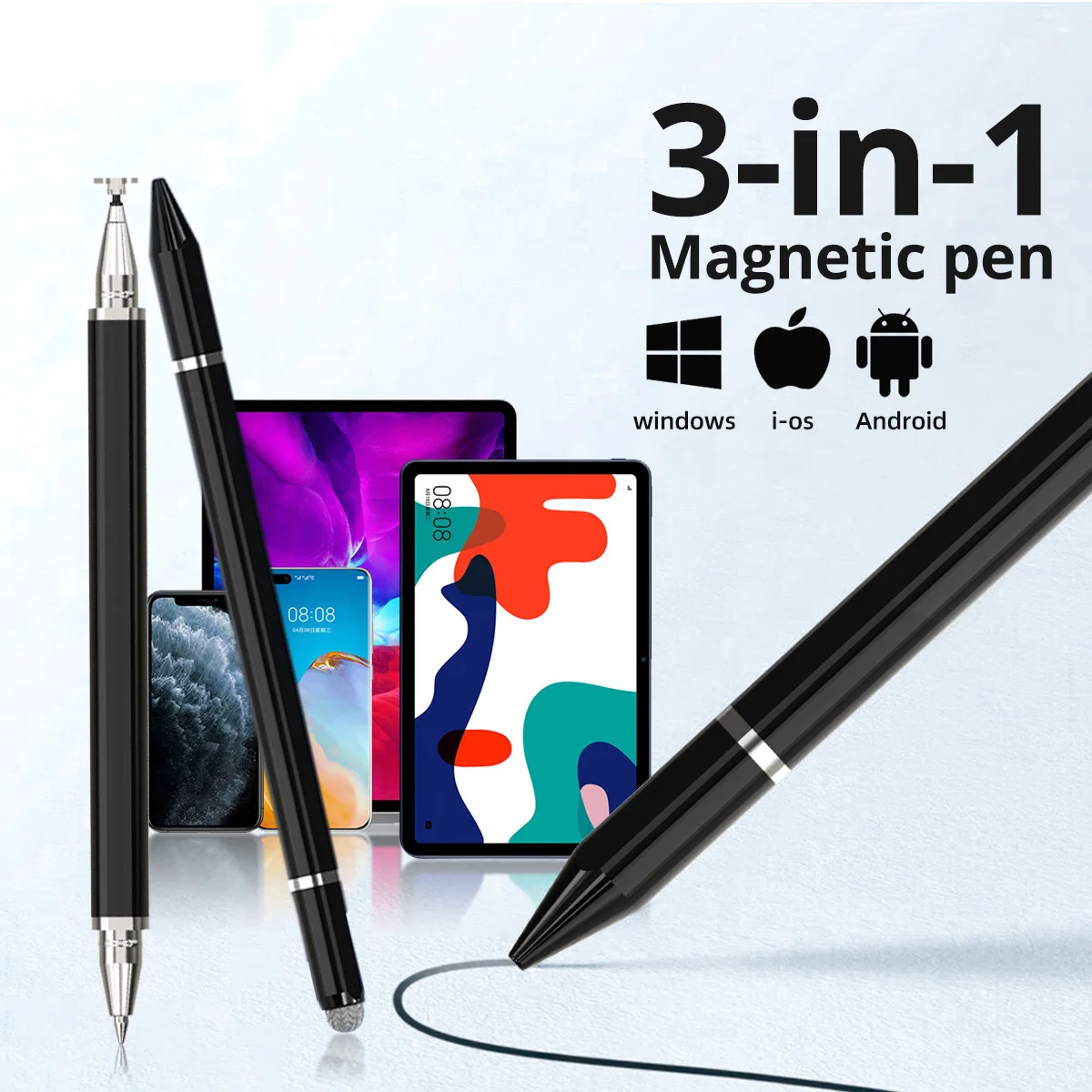3-in-1-Stylus-Touch-Pen-Drawing-Capacitive-Pencil-Magnetic-Adsorption ...