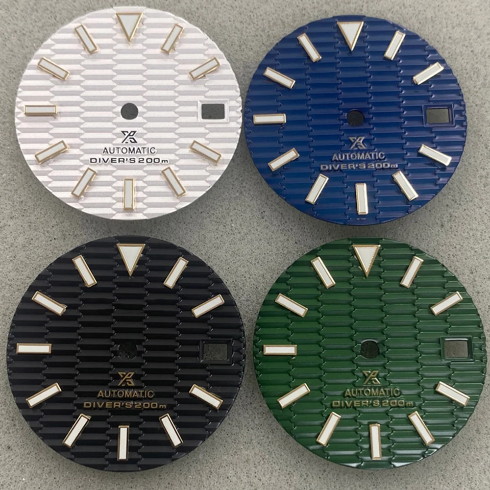 NH35 Dial 28.5mm Gold Nails Green Luminous Watch Dial Fits for NH35 ...