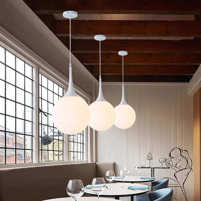 LED-Modern-White-Glass-Ball-Pendant-Lights-Loft-Hanging-Pendant-Lamp ...