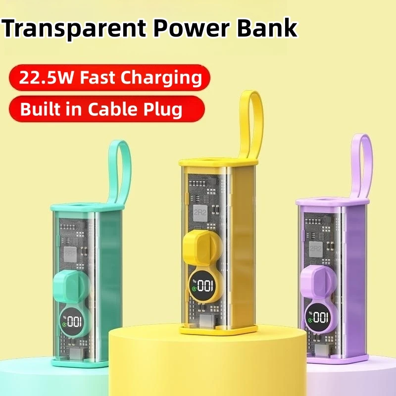 Transparent-Mini-Power-Bank-5000mAh-PD22-5W-Fast-Charging-Powerbank ...