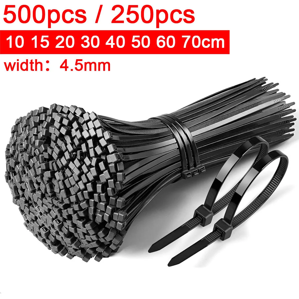 500/250pcs Self-locking Wire Zip Ties Set Kit 5*100 5*200 5*300 5*400 ...