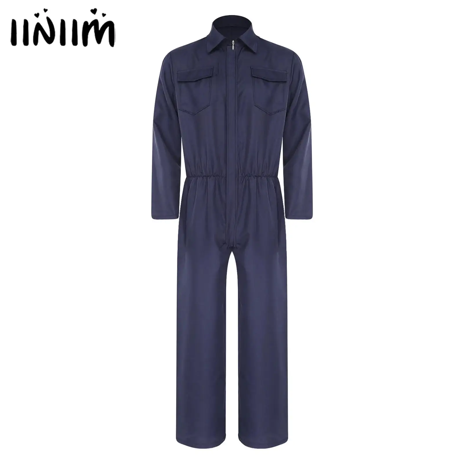 Mens Womens Bloody Killer Coveralls Jumpsuit Front Zipper Chest Flap ...
