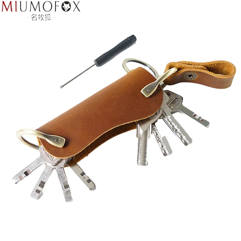 Fashion Genuine Leather Key Wallet DIY EDC Pocket for Keys Organizer ...