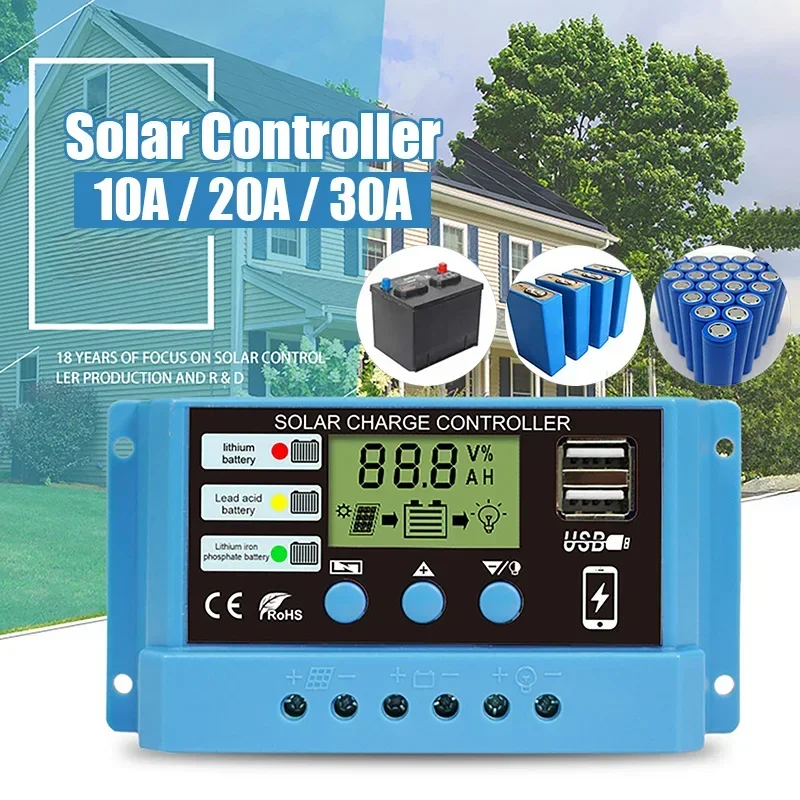 New-Intelligent-Solar-Controller-10A-20A-30A-LCD-Display-PWM-Solar ...