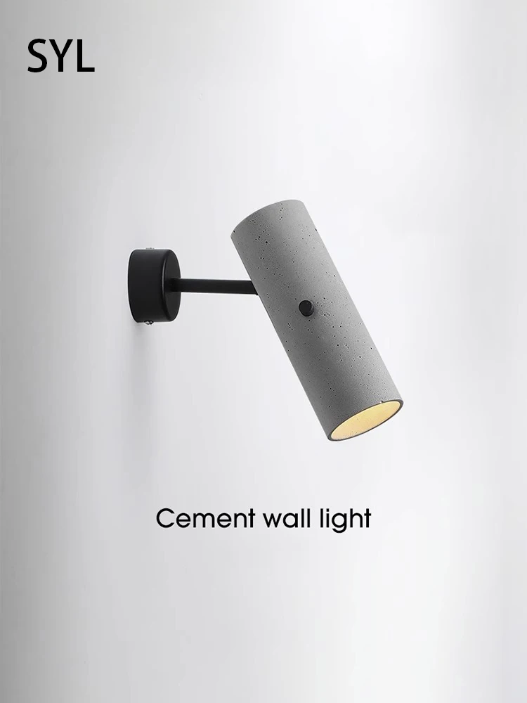 Cement-Led-Wall-Lamp-Bedroom-Bedside-Light-Industrial-Style-Creative ...