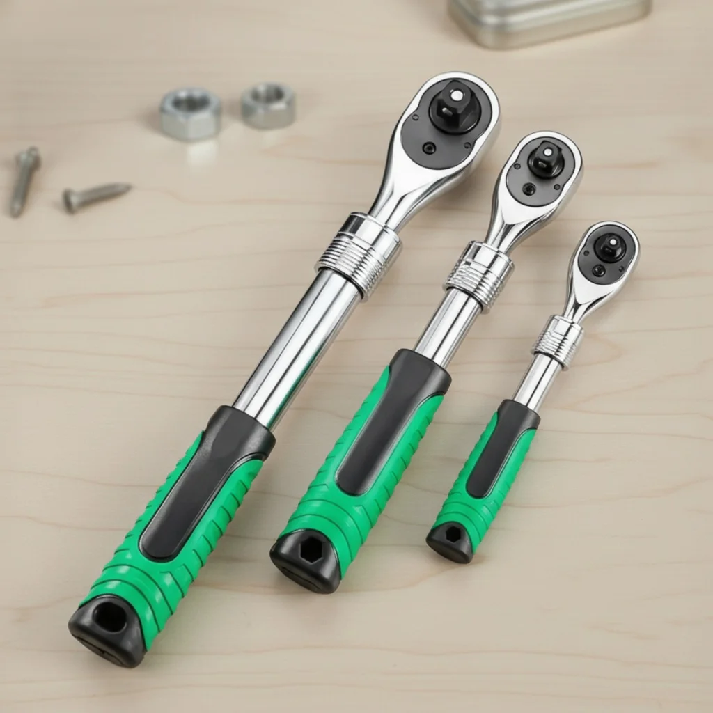 72Tooth Retractable Ratchet Wrench Automotive Repair Adjustable Drive ...