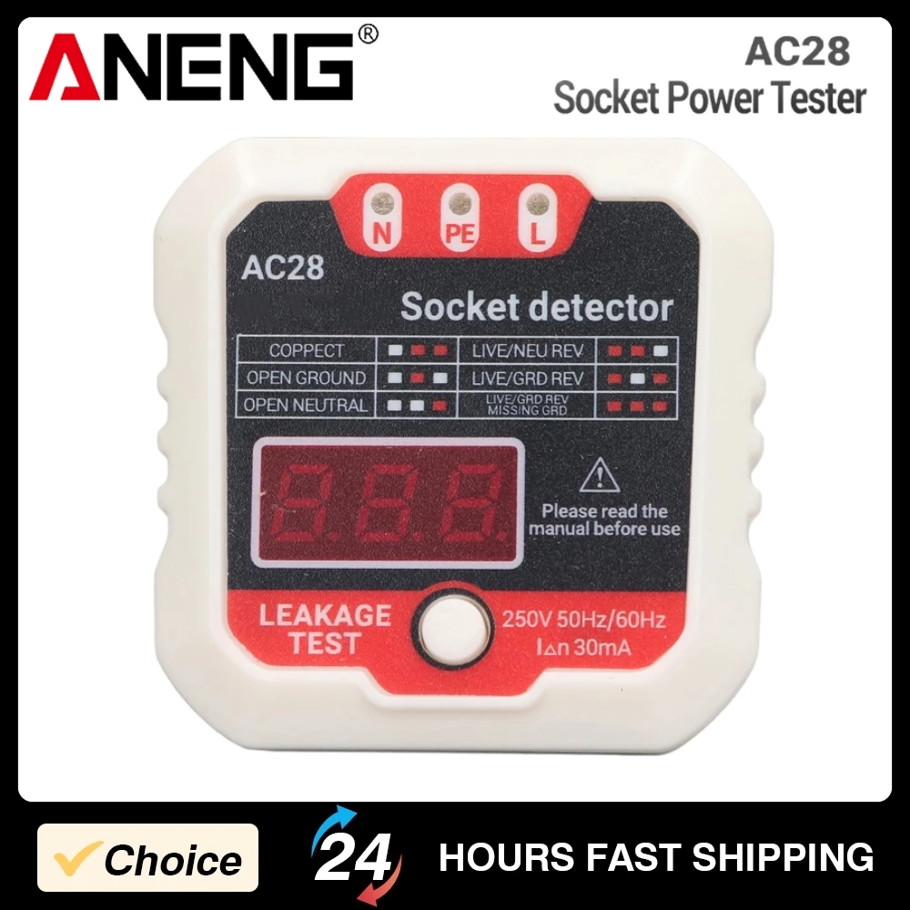ANENG AC28 Phase Detector Electric Leakage Outlet Tester Ground Wire ...