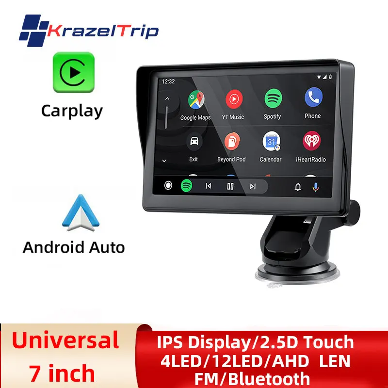 Universal Multimedia Car Radio, Video Player, portátil, sem fio, Apple CarPlay, Android Auto ...