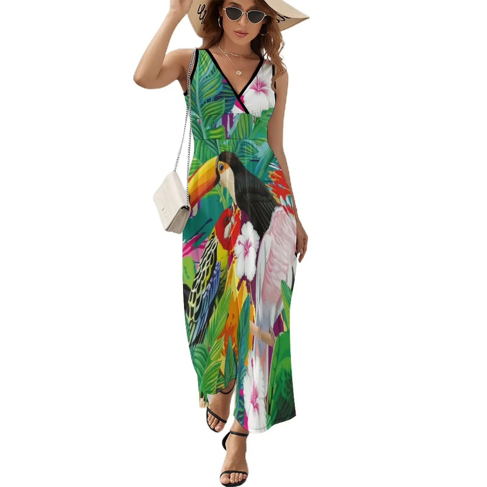 Seamless-Composition-Tropical-Bird-Toucan-Parrot-Hoopoe-Palm-Leaves ...