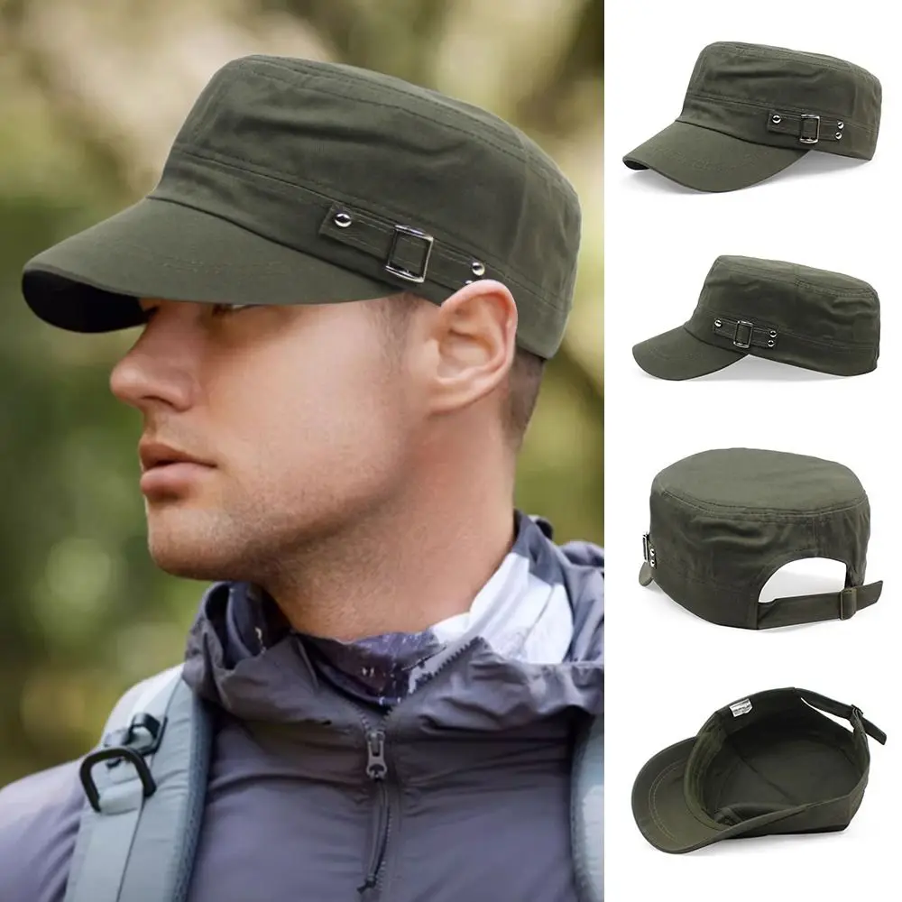 Men-Army-Baseball-Cap-Cotton-Cadet-Hat-Breathable-Adjustable-Flat-Top ...