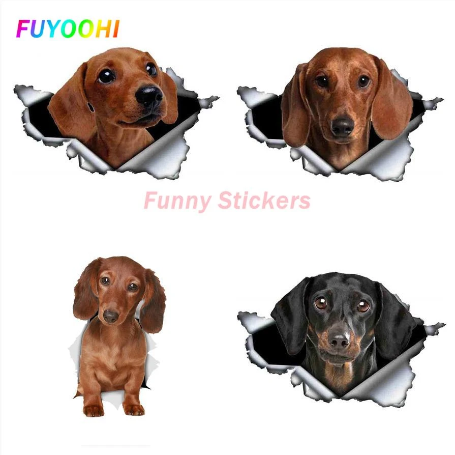 Fuyoohi Play Stickers 3d Long Haired Dachshund Sausage Dog Car Sticker ...