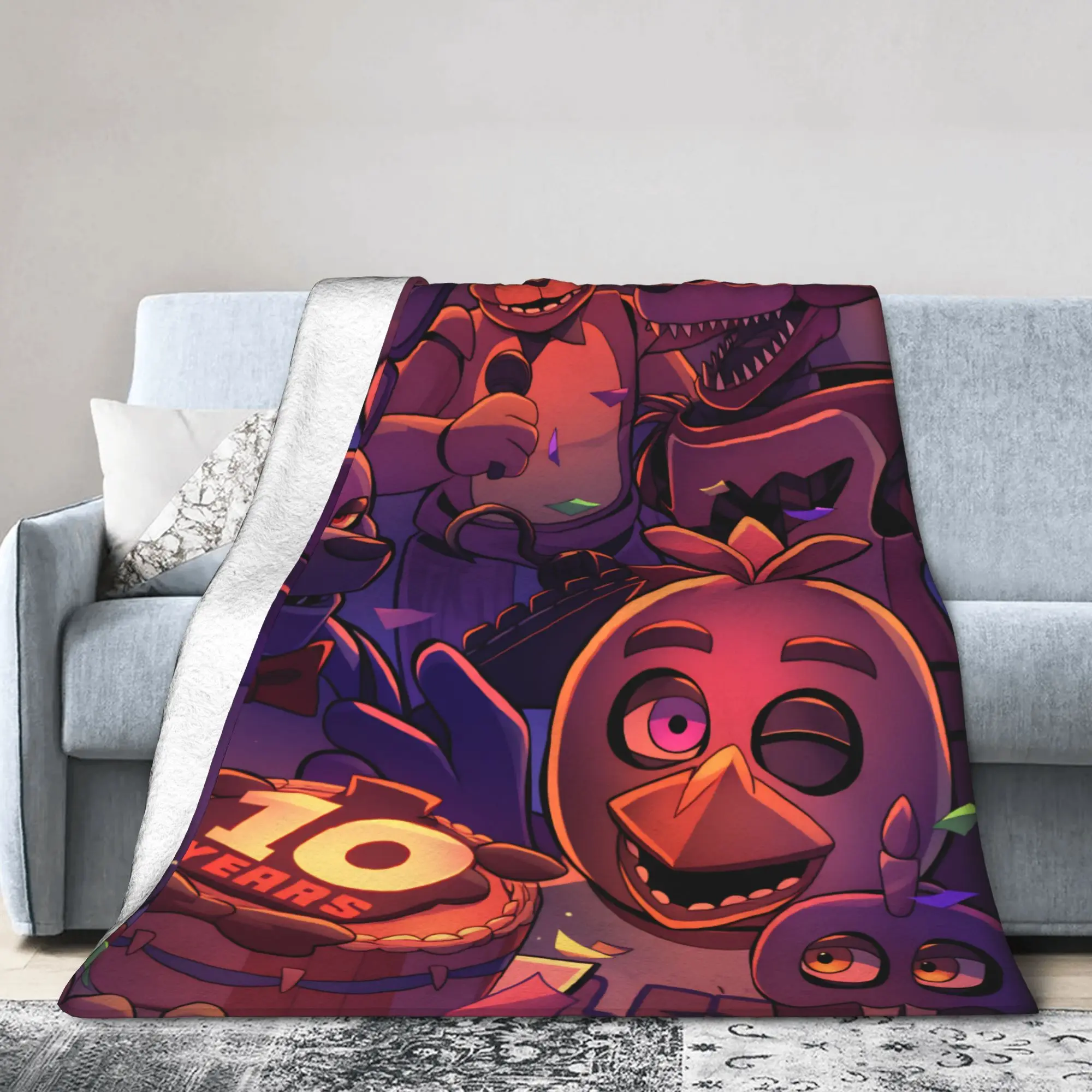 FNAF At Freddys Flannel Blanket Girls Cozy Throw Blanket Winter Chair ...