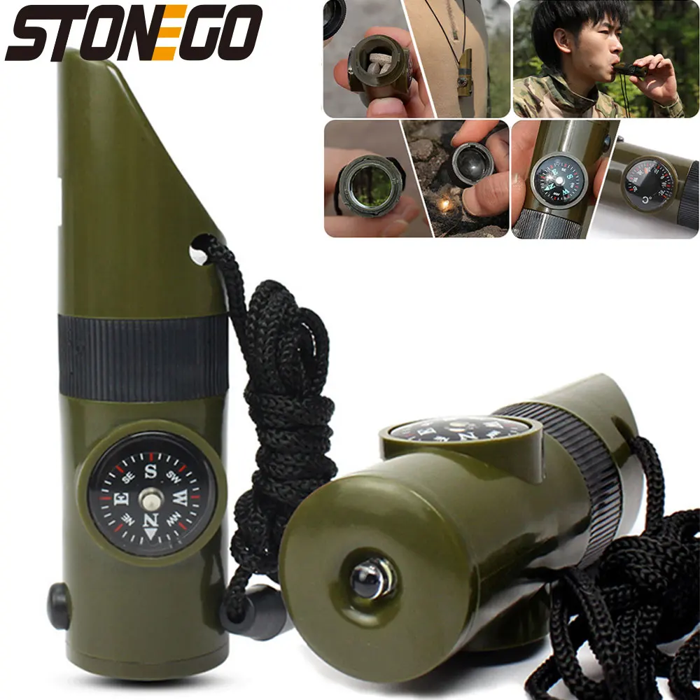 7-in-1-Jungle-Survival-Whistle-Hiking-Whistle-Compass-Mirror-Flashlight ...