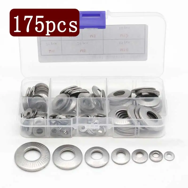 175Pcs-knurled-Spring-Washers-Metric-304-Stainless-Steel-Belleville ...