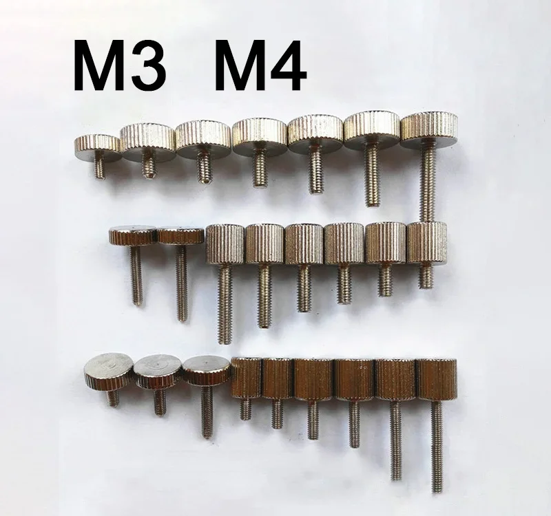 2PCS-Flat-Head-Knurled-Hand-Screw-M3-M4-Large-Round-Head-Twist-Hand ...