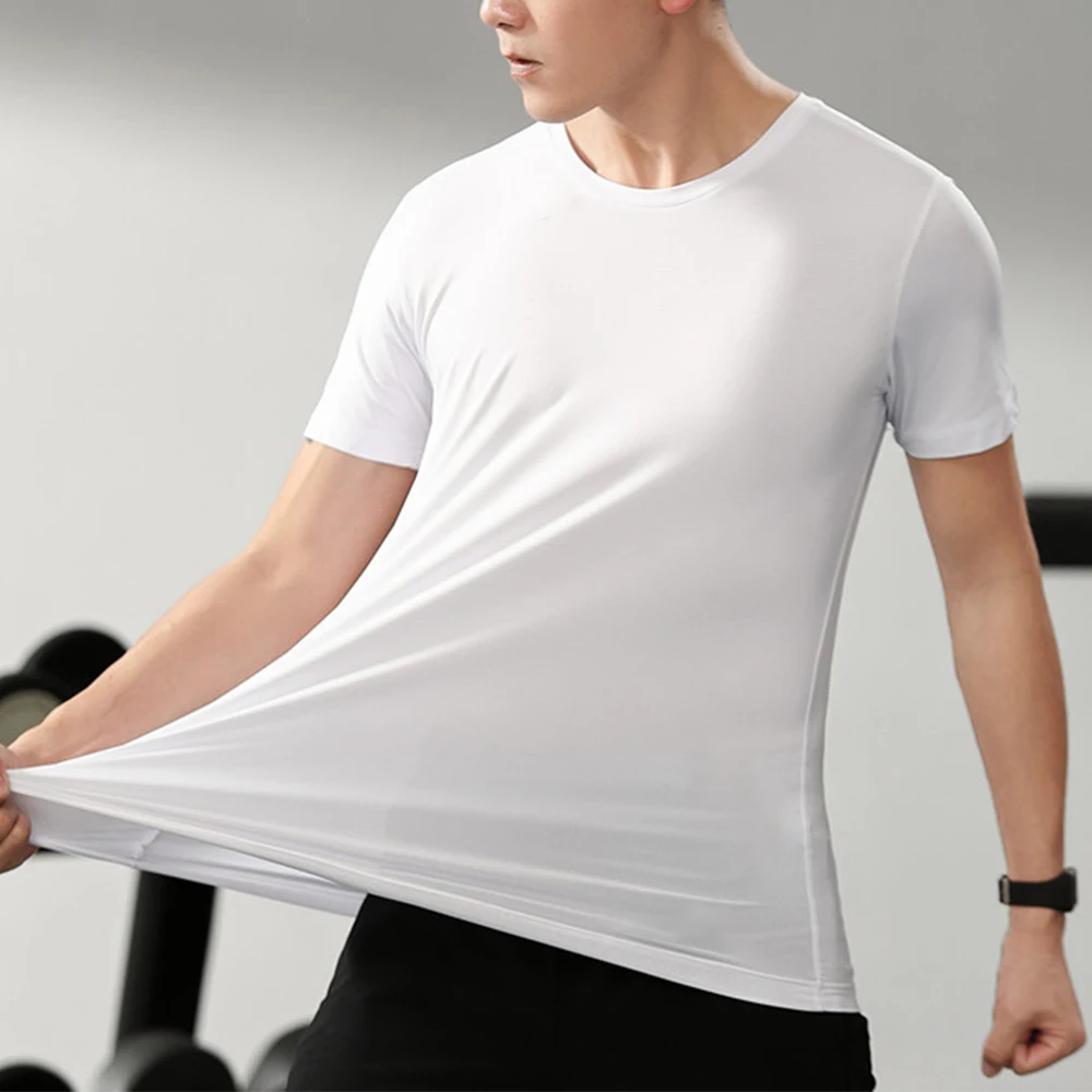 Summer-Mens-Short-Sleeve-Tops-Crew-Neck-T-shirts-Simple-Solid-Runing ...