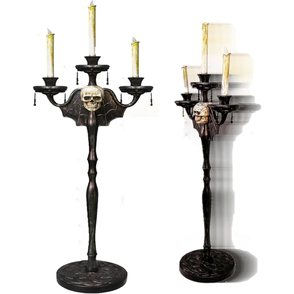 Halloween-Candlestick-Decoration-Horror-Gothic-Ghost-House-Black-Skull ...