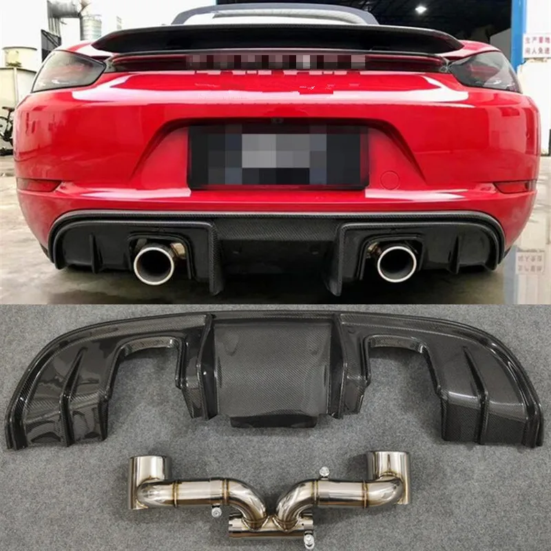 For Real Carbon Fiber Rear Lip Diffuser Porsche 718 Boxster Bumper ...