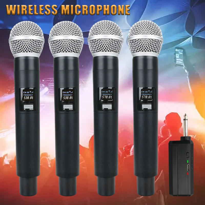 4PCS-2PCS-1PC-Black-Wireless-Microphone-58-Tube-Handheld-Dynamic-2-4G ...