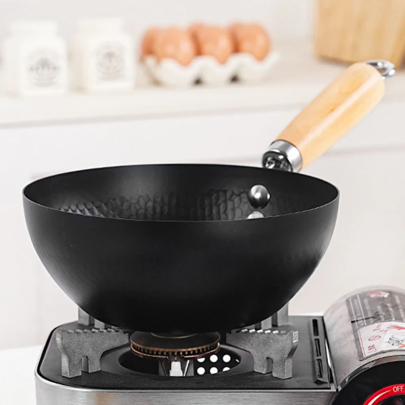 Carbon-Steel-Mini-Wok-20cm-Classic-Kitchen-Cooking-Pot-Non-Induction ...