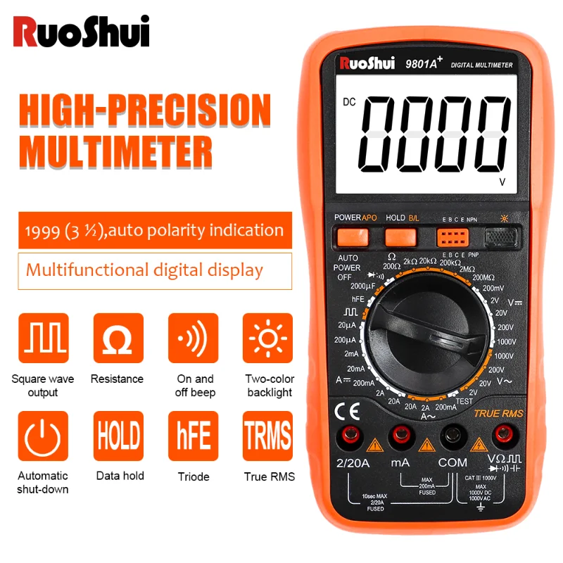 RuoShui-Mult-metro-Digital-True-RMS-20mF-alta-precis-o-AC-DC-Tens-o ...