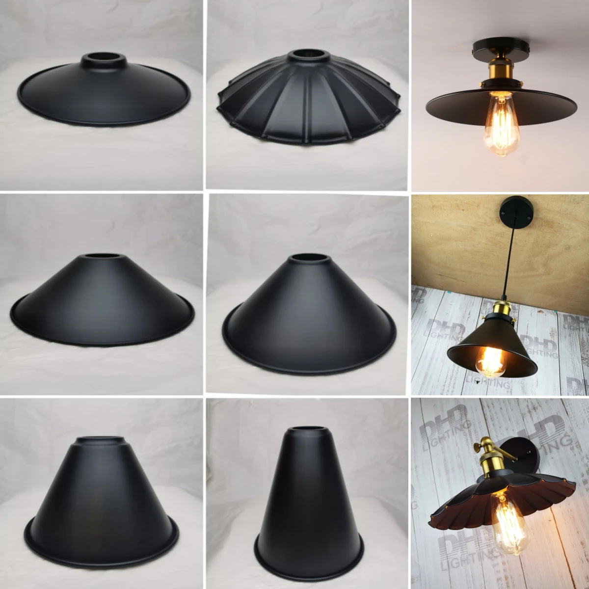 Black Metal Lamp Shades ValueLights Katniss Matte Black Metal Table