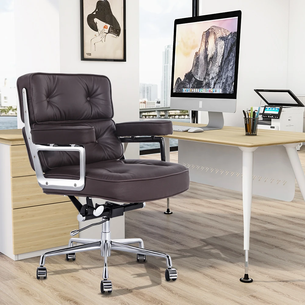 EU-Stock-TY205B-Dark-Brown-Robin-Chair-Genuine-Leather-Lobby-Office ...
