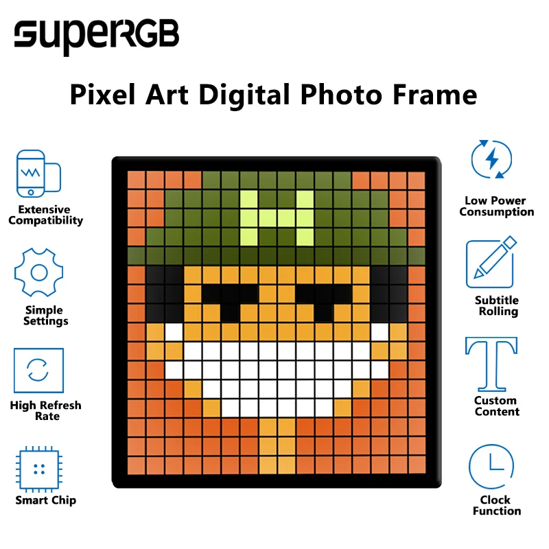 Smart-Pixel-Art-Bluetooth-Speaker-Clock-Art-Digital-with-16x16-LED ...