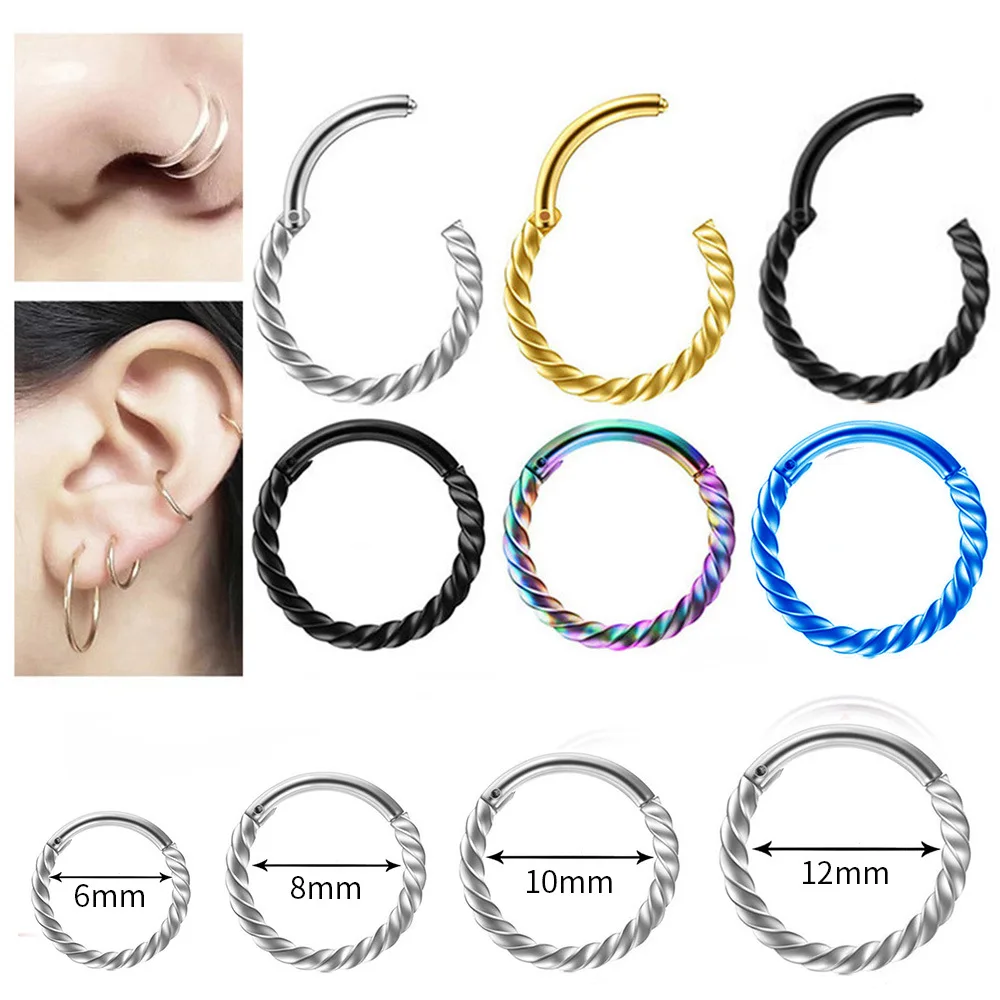 16g-Surgical-Steel-Hinged-Segment-Clicker-Ring-Nose-Septum-Piercing-Helix-Cartilage-Daith-Twist ...
