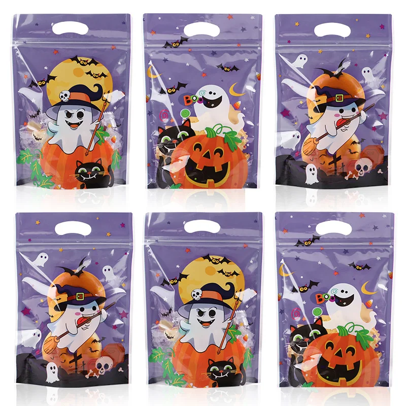 20-50Pcs Cartoon Pumpkin Ghost Candy Cookies Bag Halloween Party Decor ...