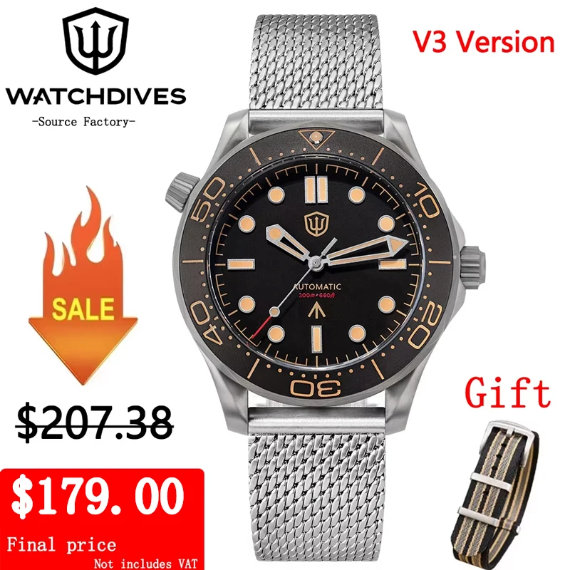 Watchdives WD007 V4 NTTD 42mm Dive Watch PT5000 Automatic Movement ...