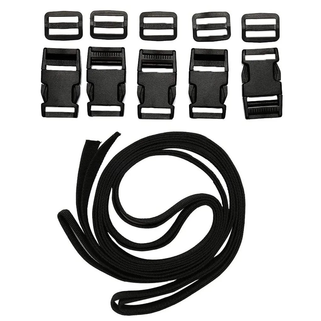 Nylon Binding Tape with Plastic Buckle Black Webbing Strap with 5 ...