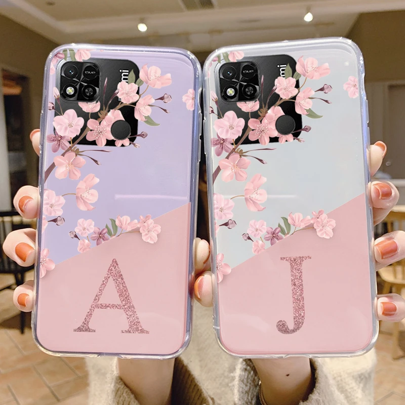 Caso letra inicial para redmi 10a redmi10a moda capa de telefone rosa ...