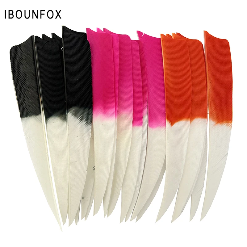 IBOUNFOX-50Pcs-Archery-Arrow-Feathers-4-Inch-Two-Colors-Shield-Real ...