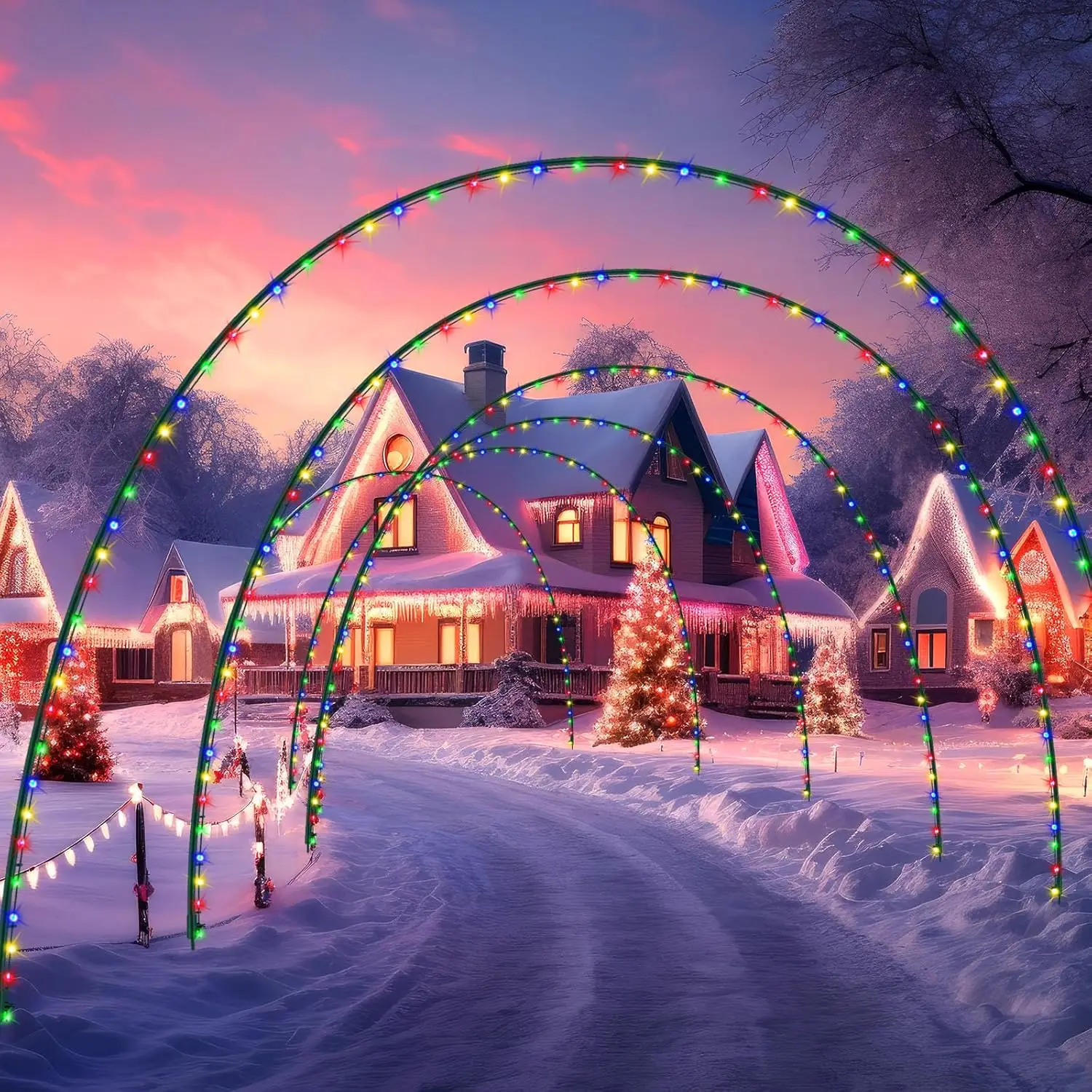 Arco-de-luz-de-Navidad-de-10-pies-con-8-modos-de-Metal-para-Navidad ...