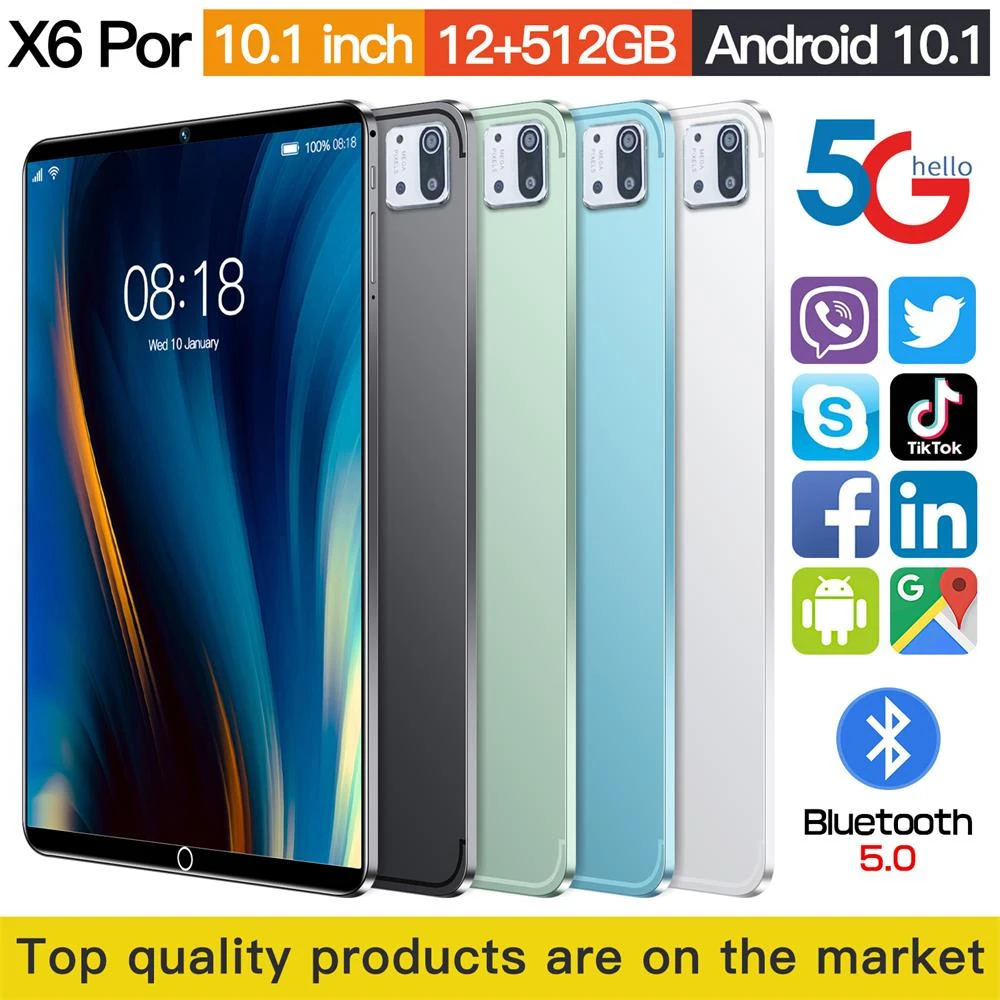 Android 10.1 Tablet PC 10.1 Inch IPS Display Screen X6 PRO RAM 12G/ROM ...