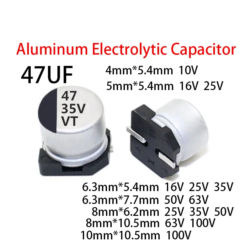 20PCS-LOT-47UF-SMD-Aluminum-Electrolytic-Capacitor-10V-16V-25V-35V-50V ...