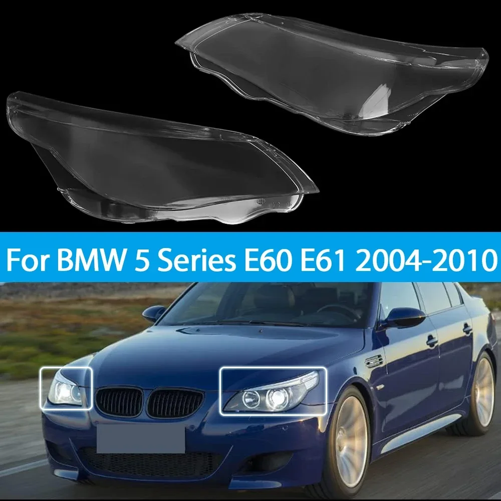 Car-Headlight-Lens-Glass-Lampcover-Cover-Lampshade-Shell-For-BMW-E60 ...