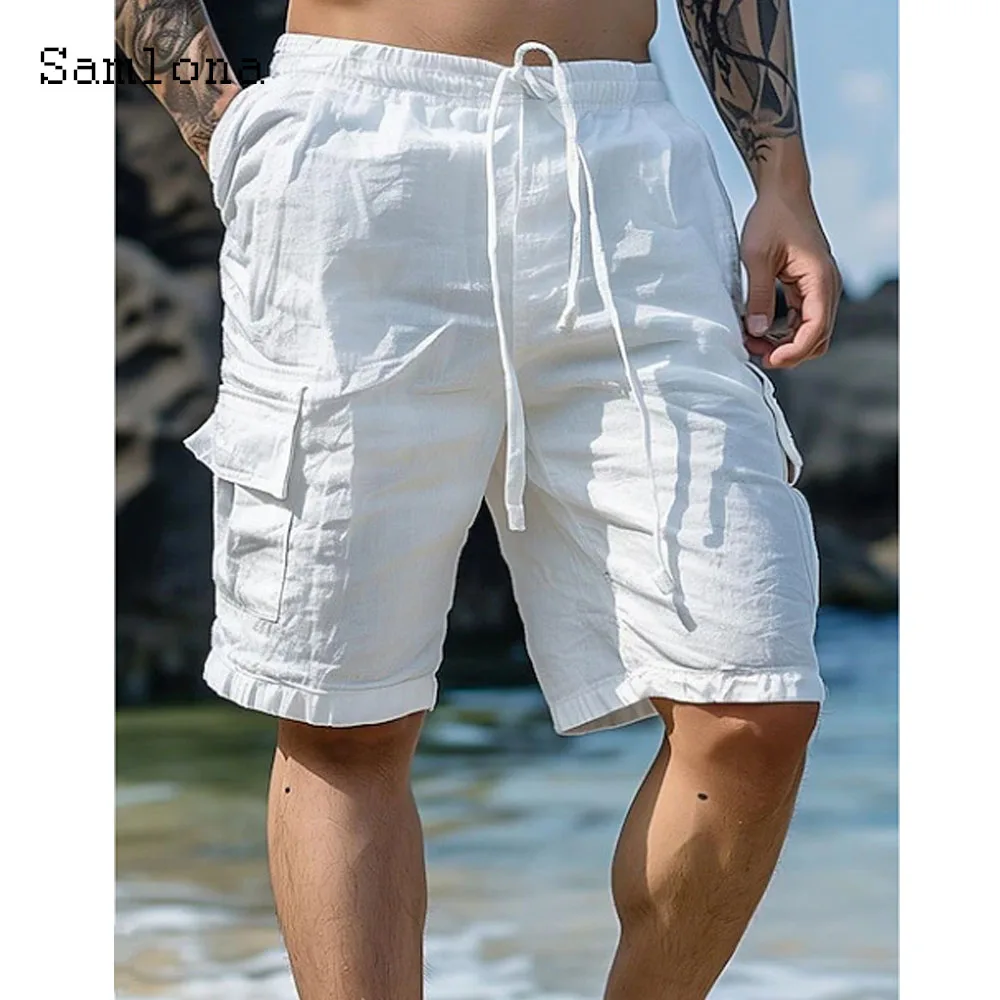 Mens-Vintage-Cotton-Linen-Shorts-Half-Bottoms-2024-European-Style ...