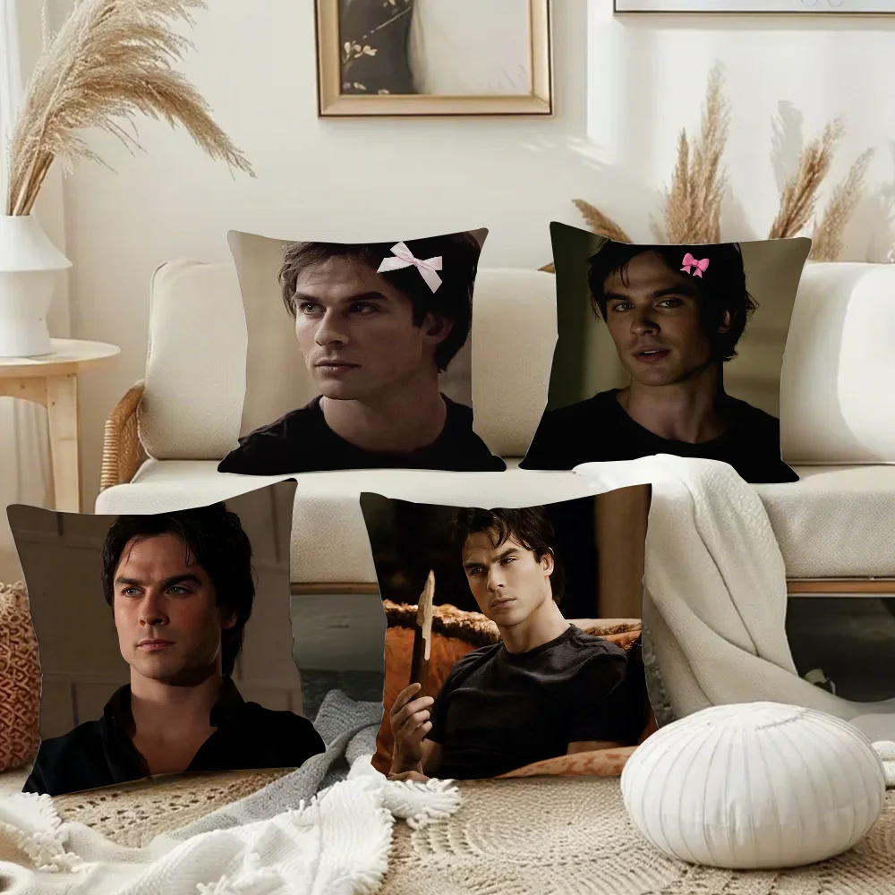 Damon Salvatore The Vampire Diaries funda de almohada cuadrada con ...