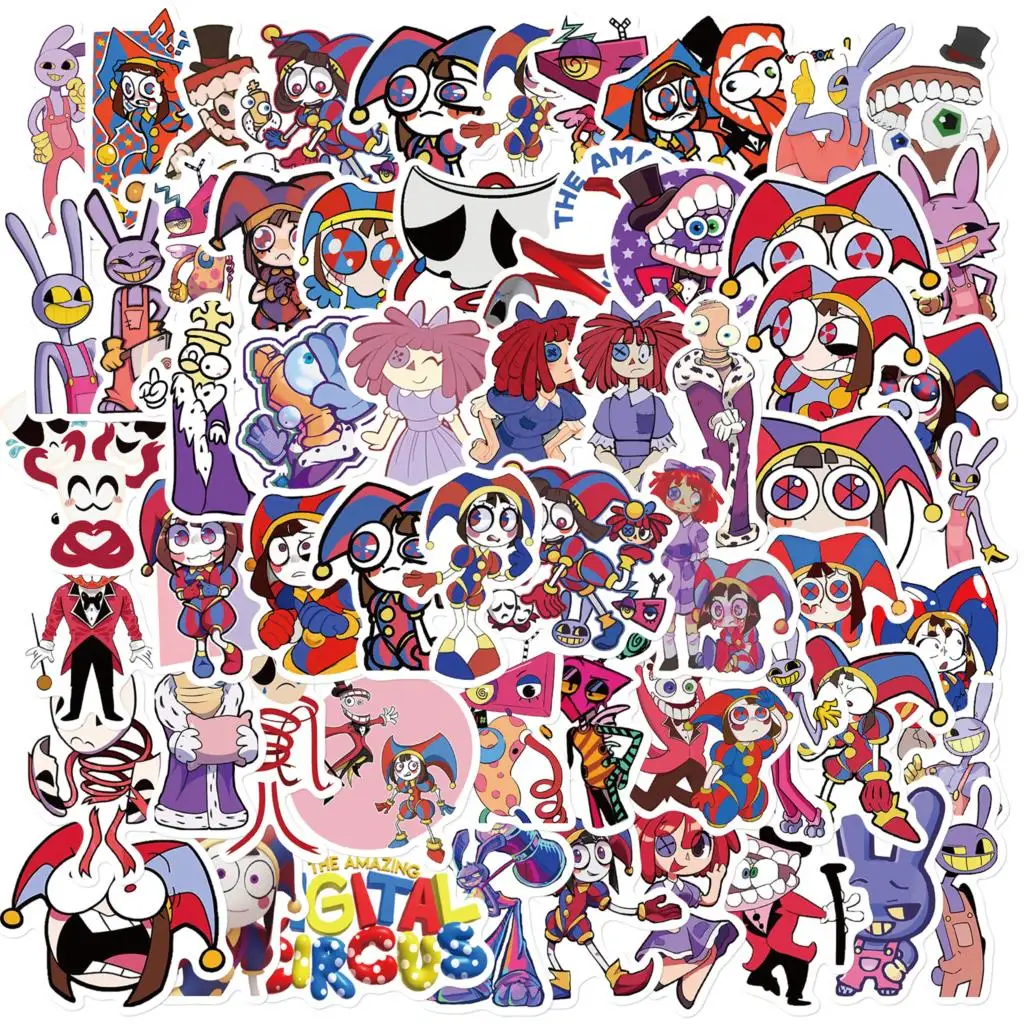 50PCS-Cute-The-Amazing-Digital-Circus-Stickers-Kawaii-Cartoon-Decals ...