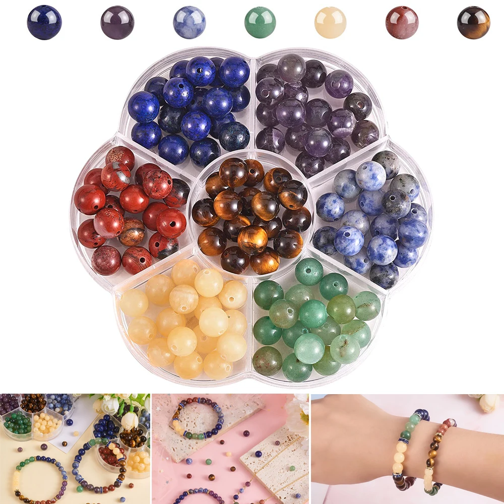 Natural-Stone-Beads-Kit-Colorful-7-Chakras-Yoga-Marble-Loose-Beads ...