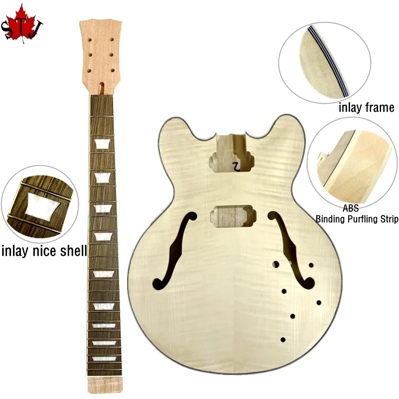 Unfinished-DIY-ES-335-Electric-guitar-semi-finished-maple-body-and-neck ...