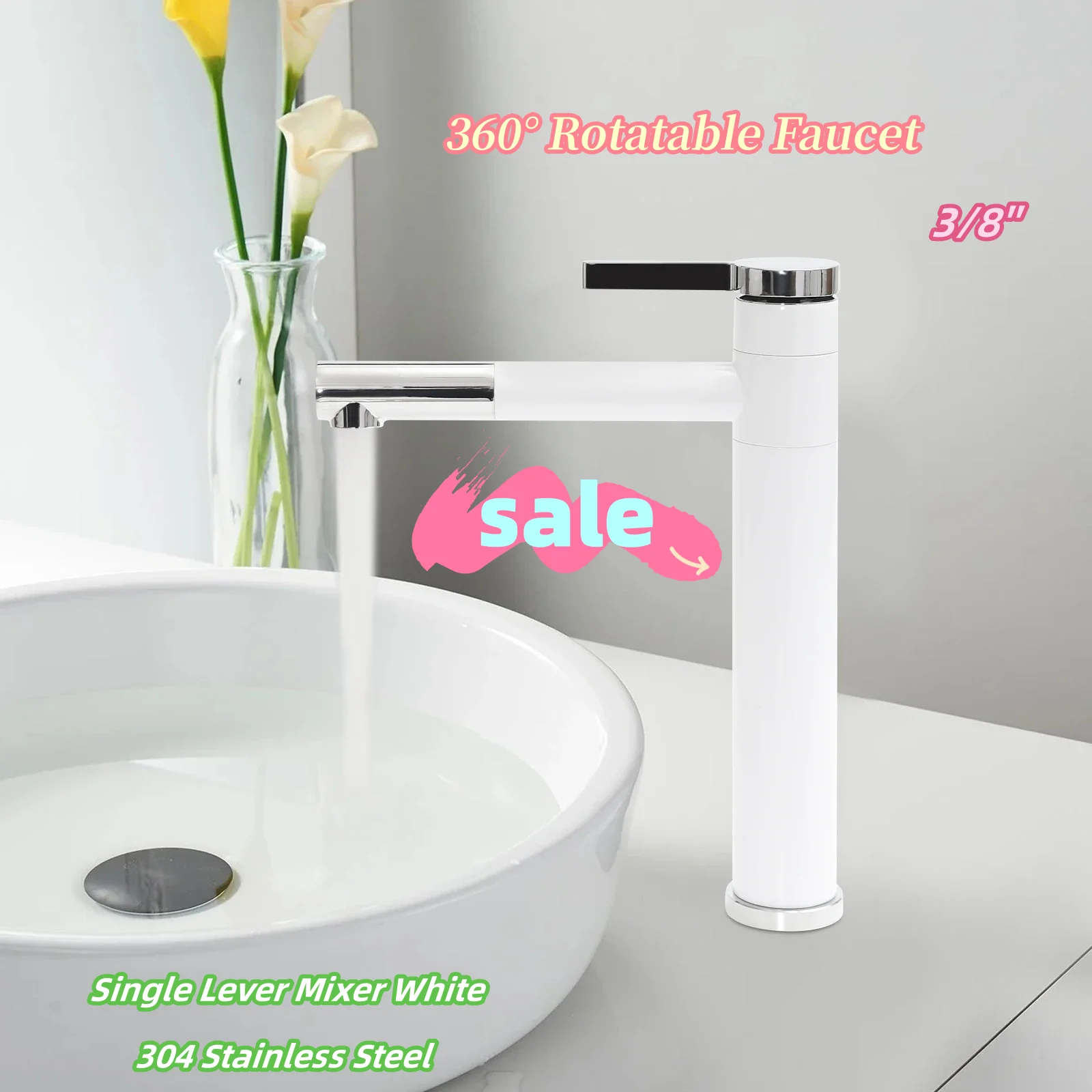 360-Rotatable-Faucet-Bathroom-High-Washbasin-Mixer-Tap-Single-Lever ...