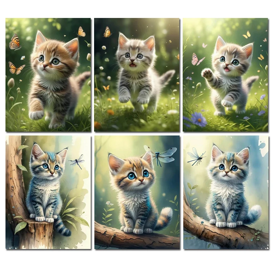 FULLCANG-Cute-Kitten-Diamond-Painting-New-Collection-2024-Animals-Cat ...