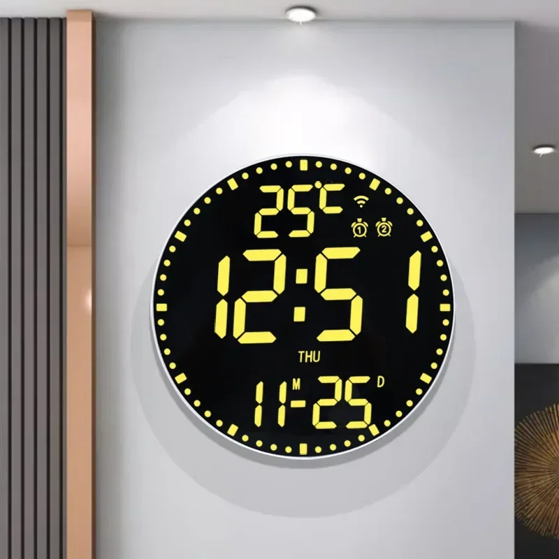 LED-Digital-Wall-Clock-Large-Screen-Temperature-Date-Day-Display-Smart ...