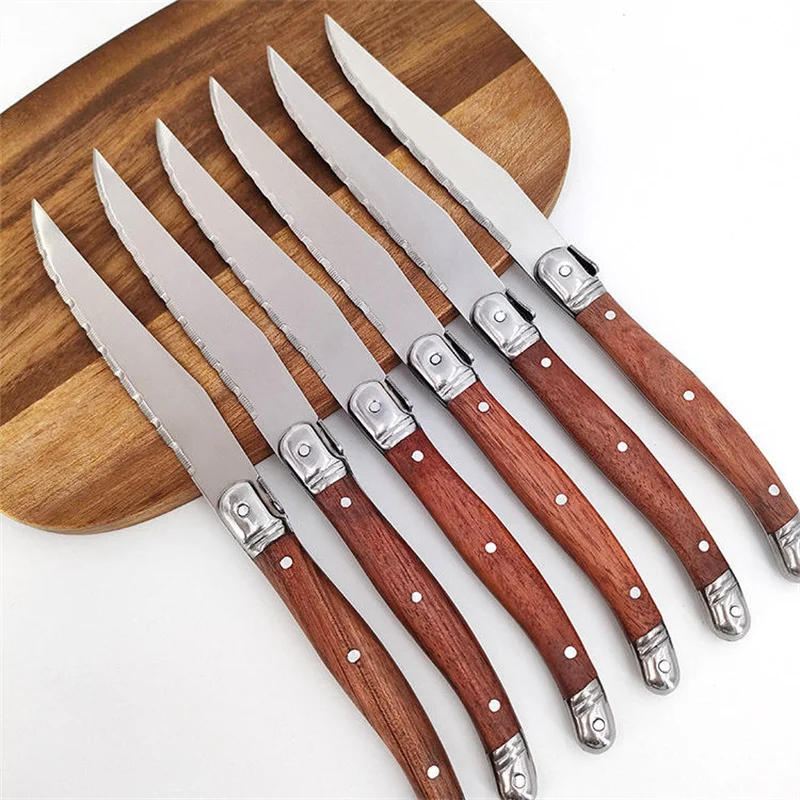 4-6-8-P-Serrated-Steak-Knives-Set-Dinner-Knife-Cutlery-Full-Tang-Steel ...